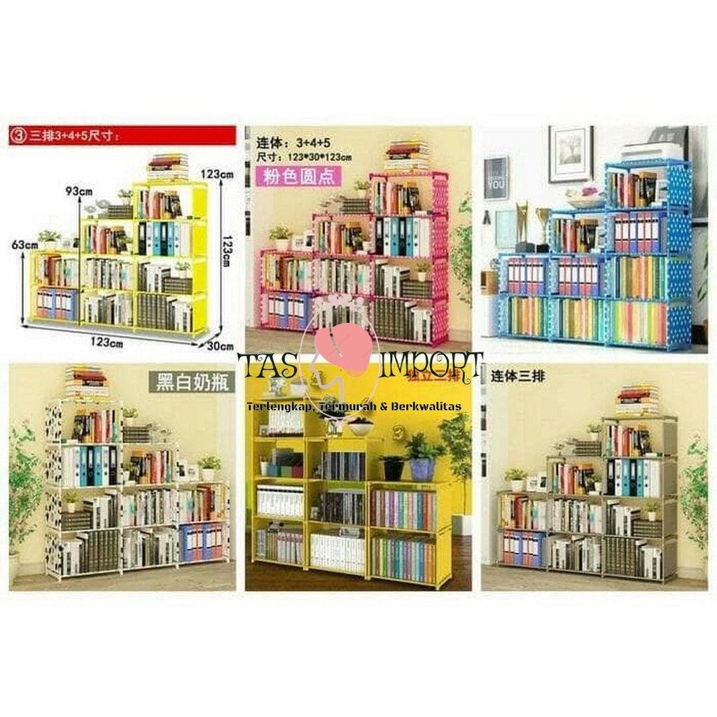 Jual Murah Rak buku portable 3 sisi ( 9 ruang ) serbaguna - rak lemari ...
