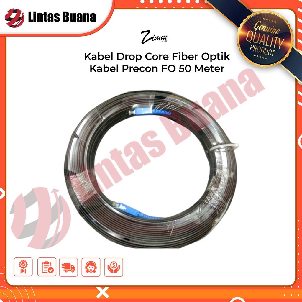 Jual Kabel Fiber Optik FTTH Dropcore Precon 1 Core 50 Meter | Shopee ...
