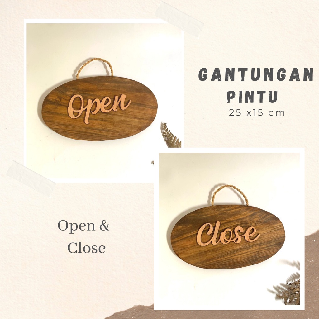 Jual Wood Signage Papan Tanda Open Close Sign Wood Board Open Close ...
