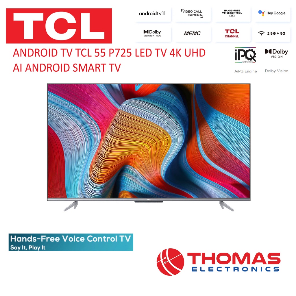 Jual LED TV ANDROID TV TCL 55 P725 4K HDR QUHD AI ANDROID TV 55 INCH ...