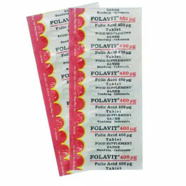 Jual 1 Strip Folavit ( 10 tablet ) / Asam Folat 400 Mg / Folic Acid ...