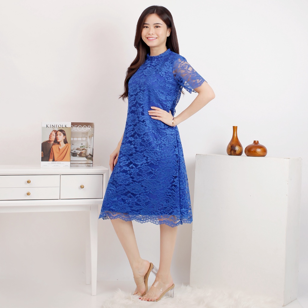 Jual (REALPICT) Midi Dress Brukat LOLI Party Dress Pesta Kondangan Natal / Dress Ibadah Gereja ...