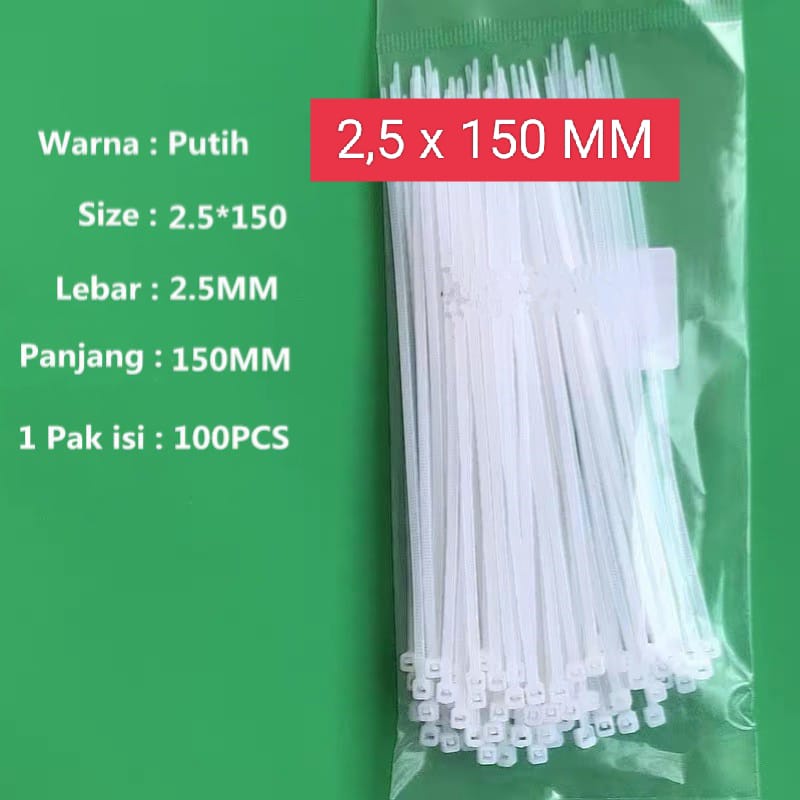 Jual ~ PIYOSHI08 ~ Cable Ties Ikat Hitam Putih 1 Pack isi 100 Pcs Kabel ...