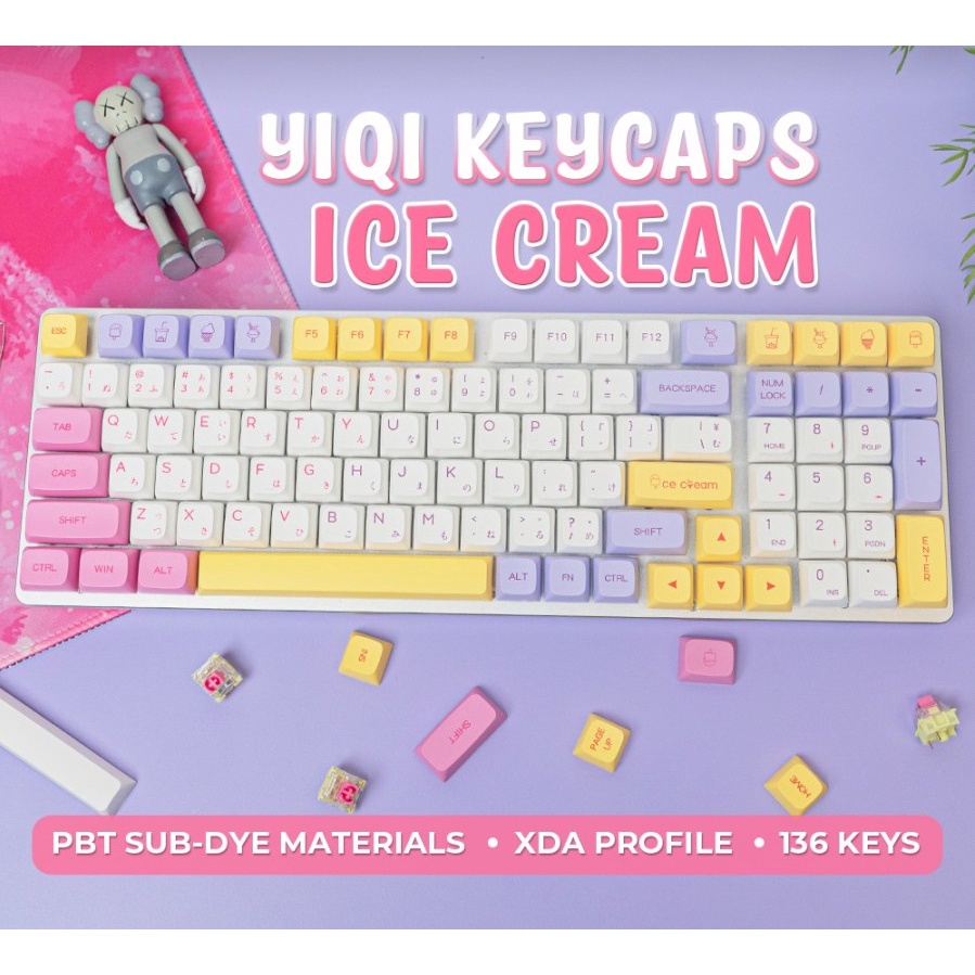 Jual Yiqi Keycaps ICE CREAM PBT Dye-Sub XDA Profile | Shopee Indonesia
