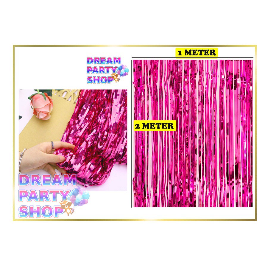 Jual Tirai Foil Biru Merah Silver Gold Backdrop Ulang Tahun/ Tirai ...