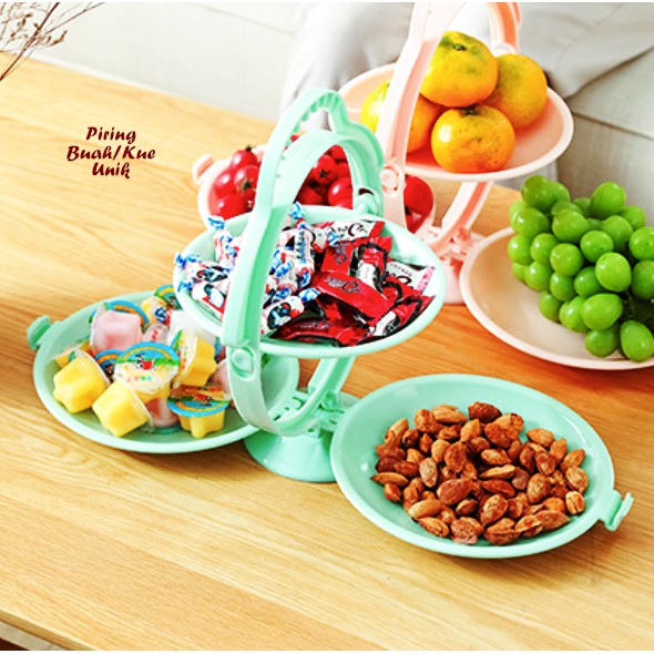 Jual ORIGINAL Piring Buah / Kue Unik bisa dilipat jadi kecil piring ...