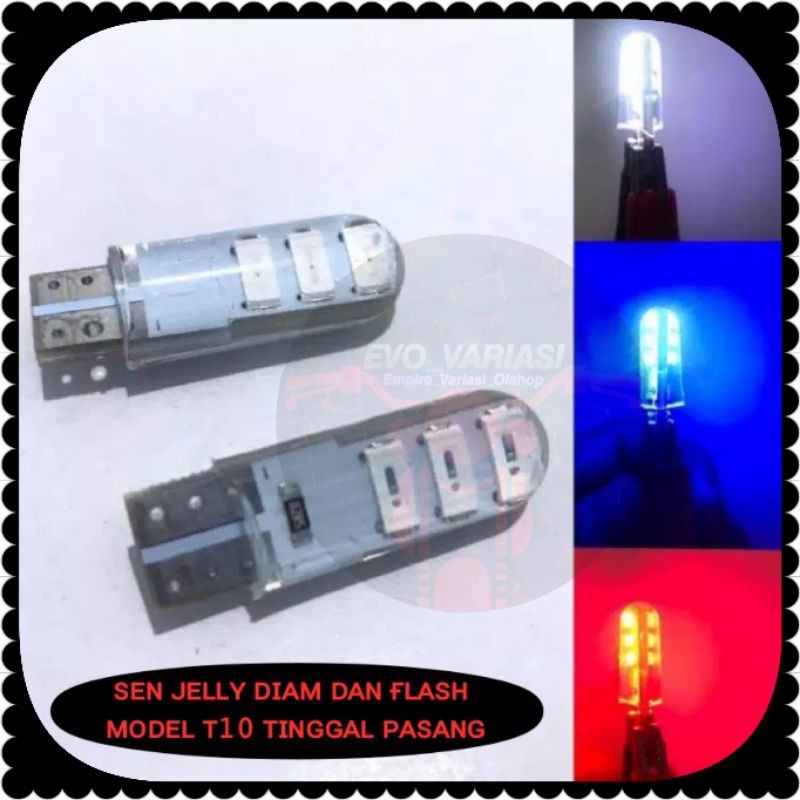 Jual lampu sen led colok jelly kedip sein jelly flash T10 6mata led ...