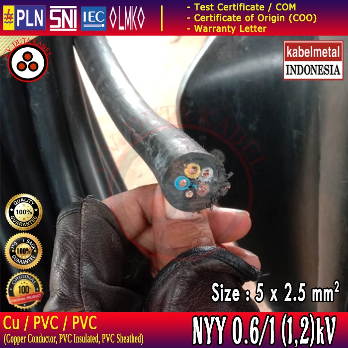 Jual Kabel NYY 5x2,5 mm2 KABELMETAL (KMI)/ SUPREME CABLE /5 x 2,5 mm2/5 ...