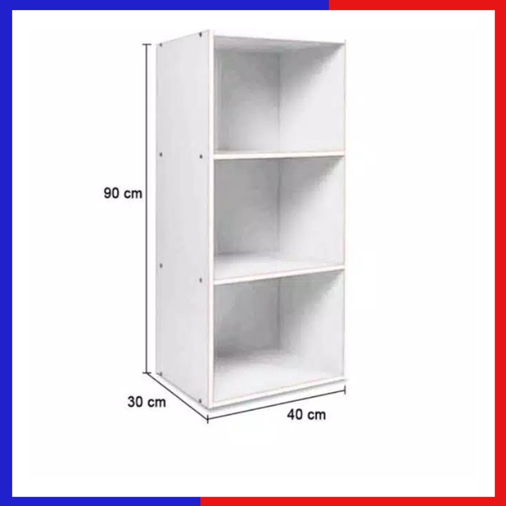 Jual lemari/rak 3 susun kekinian putih uk 40x30x90 | Shopee Indonesia