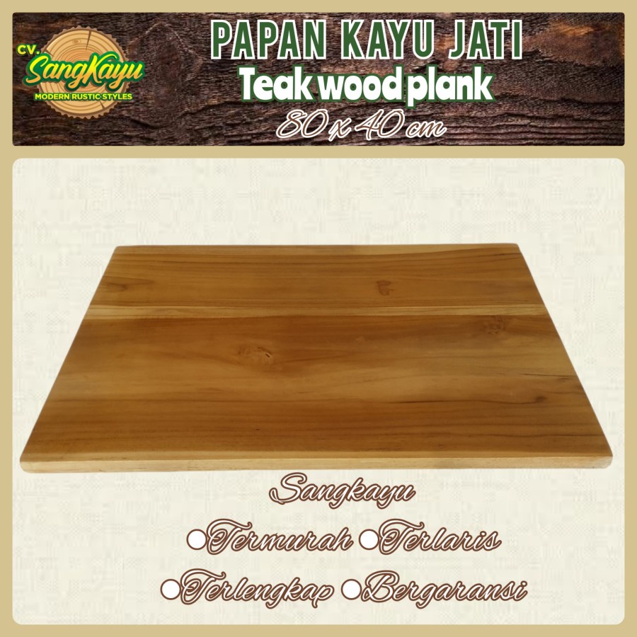 Jual SangKayu Papan Kayu Jati Asli 80x40 cm Papan Ambalan Wooden Board ...