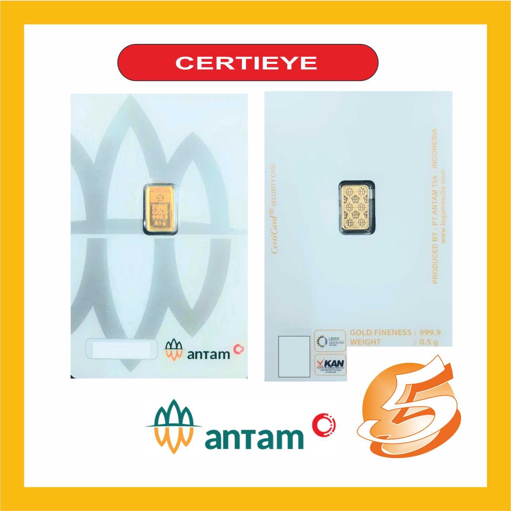 Jual Emas Logam Mulia Murni 0.5 0,5 gram ANTAM CERTIEYE dan NON ...