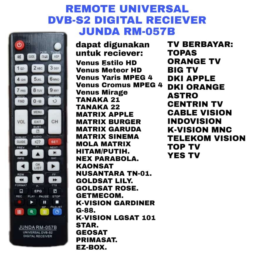Jual REMOTE UNIVERSAL DVB S2 DIGITAL RECIEVER JUNDA RM 057B | Shopee ...