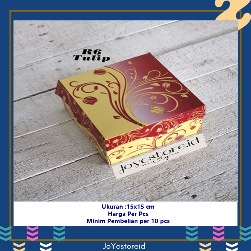 Jual Dus Roti Kotak Kue Cantik R6 TULIP Maron Kotak 15x15 Box Jajan/ Box Kue / Box Jajan / Snack ...