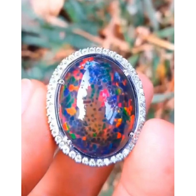 Jual CINCIN BATU KALIMAYA BLACK OVAL KEMBANG JARONG ( HIGH QUALITY ...