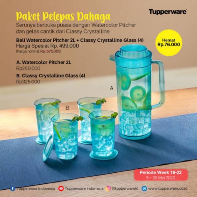 Jual WATER COLOR PITCHER & CLASSY CRYSTALLINE GLASS | Shopee Indonesia
