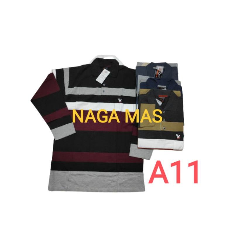 Jual TERMURAH Kaos Kerah Saku Salur Pria 007 XXL / Jumbo Lengan Panjang AA1, AA2, AA3, AA5, A3 ...