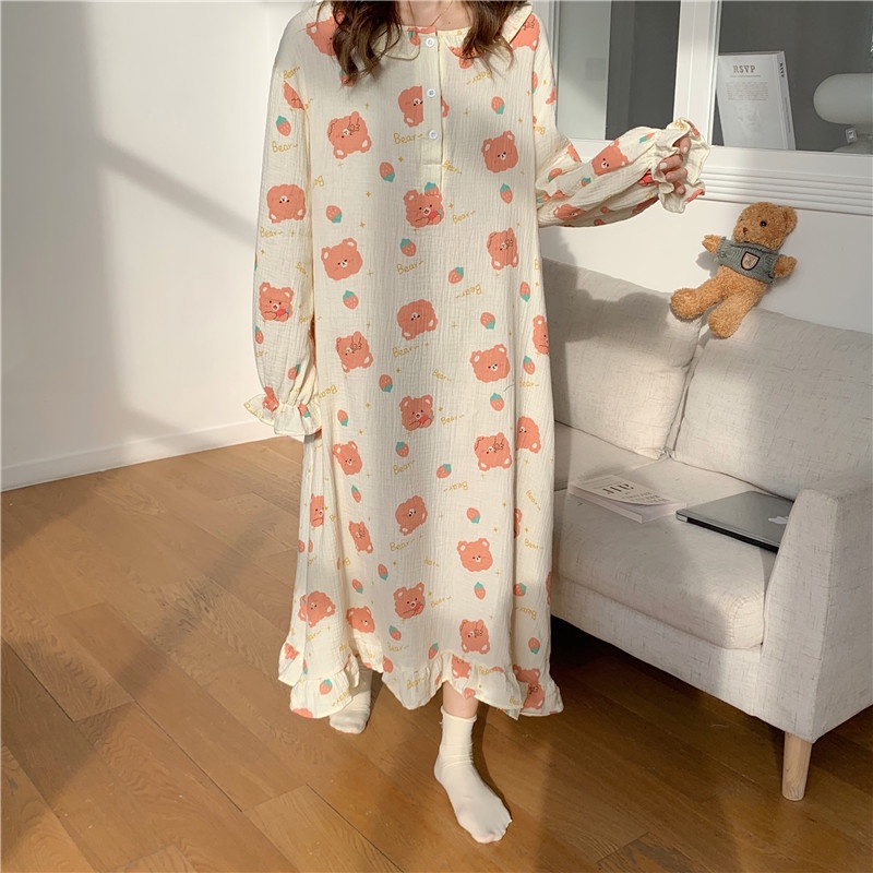 Jual Baju Tidur/Daster Cewek Lengan Panjang Korean Style Bahan Katun ...