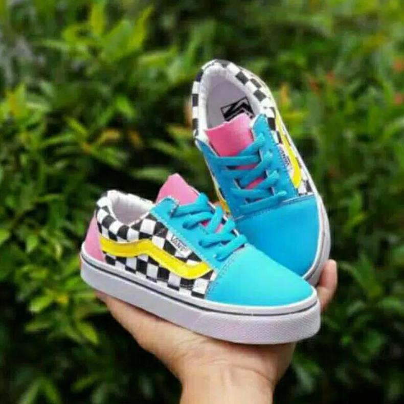 Jual Promo!!! Sepatu Vans Anak Full Colour Catur Toska Premium Grade ...