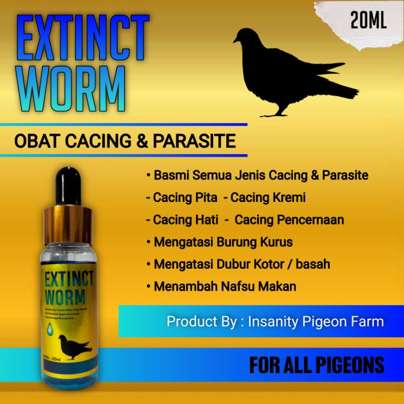 Jual EXTINCT WORM OBAT CACING CAIR KHUSUS MERPATI 20ML | Shopee Indonesia