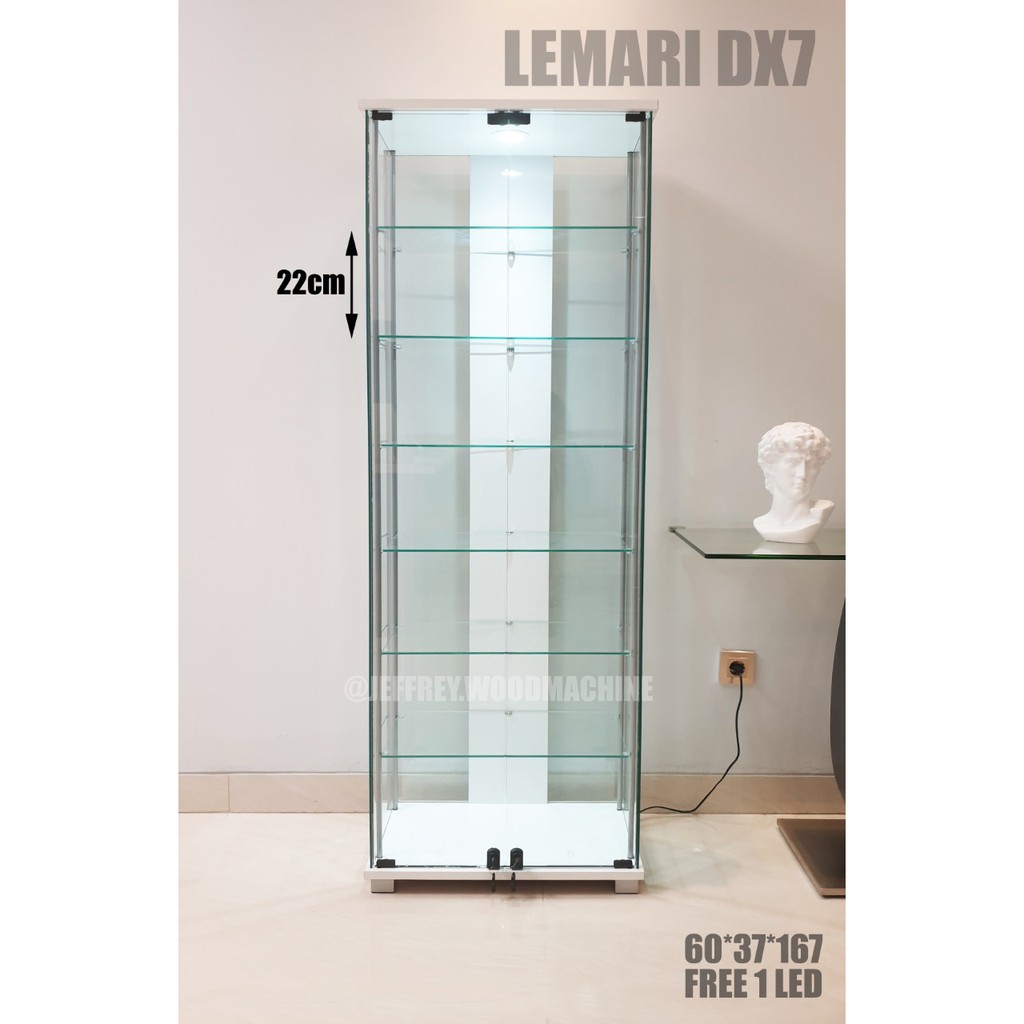 Jual LEMARI RAK PAJANG KACA MINIMALIS DX7 60CM KECIL KOLEKSI LEGO GELAS ...