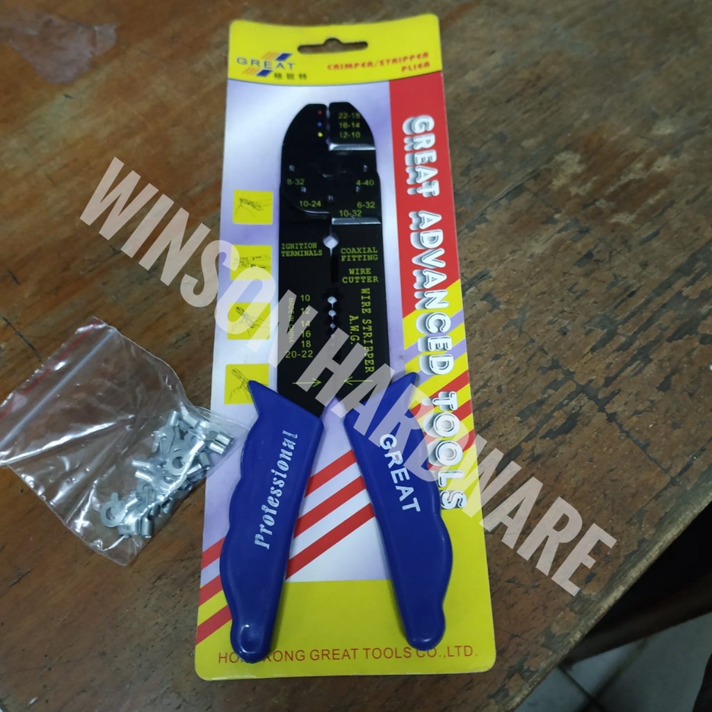 Jual GREAT Tang Skun Crimping Pliers Tools 8" | Tang Press Kupas Kabel ...