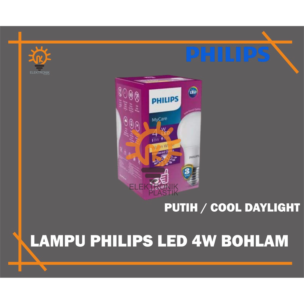 Jual Lampu LED Philips 4 watt Bohlam 4w / Philips Putih 4 w Bulb LED ...