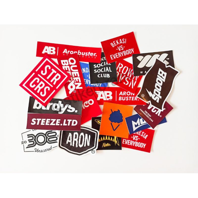 Jual Stiker brand paket isi 20 pcs distro sticker Aesthetic Logo Basic ...