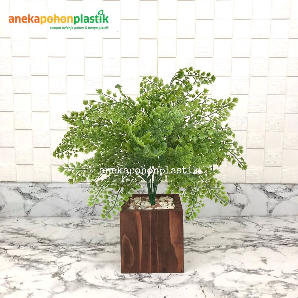 Jual Tanaman Daun Tapak Ikan Pari Latex Artificial Pot Kotak Motif Kayu ...
