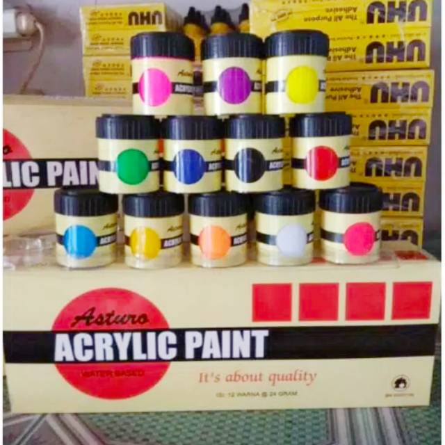 Jual Cat acrylic asturo / cat akrilik 1 set 12 warna | Shopee Indonesia