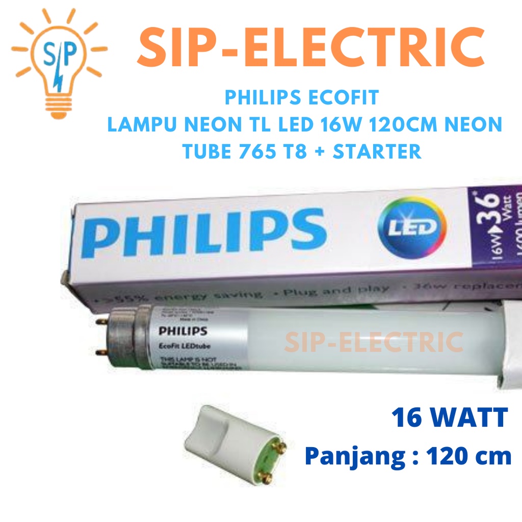 Jual Philips Ecofit Lampu Neon Tl Led 16W 120Cm 765 T8 + STARTER ...