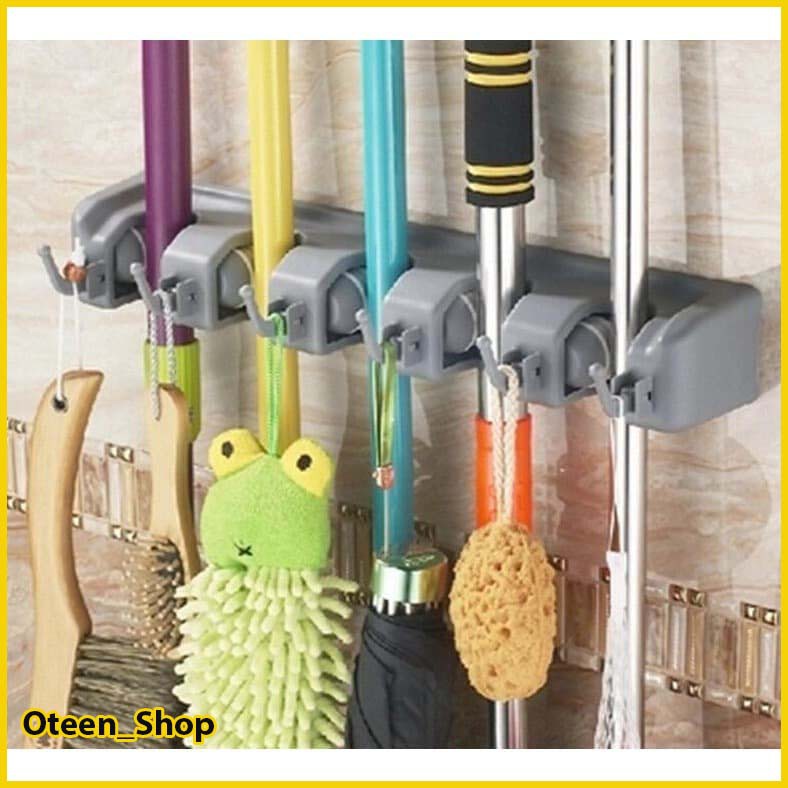 Jual rak rack Gantungan sapu alat pel dengan hook 5 slot magic mop ...