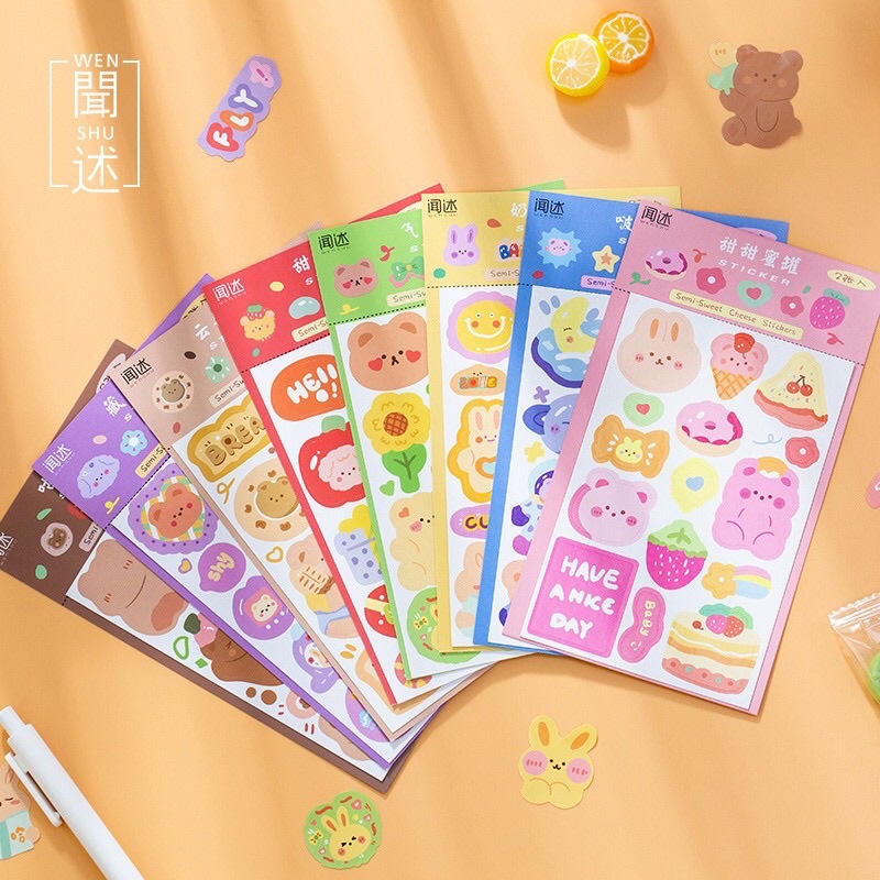 Jual [B-01] stiker semi sweet deco 2 dan 3 lembar cute untuk jurnal ...