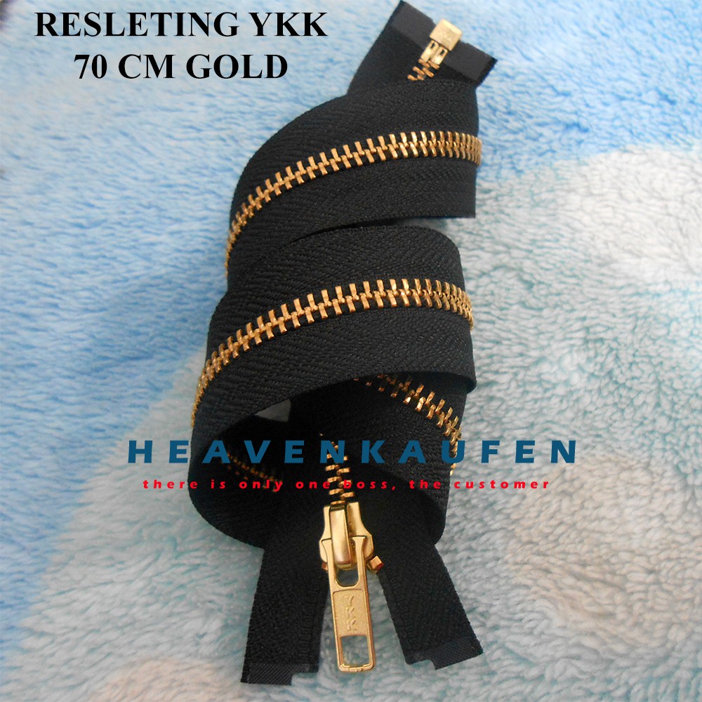 Jual Resleting Zipper Jaket Besi YKK Gold Emas 70 cm | Shopee Indonesia