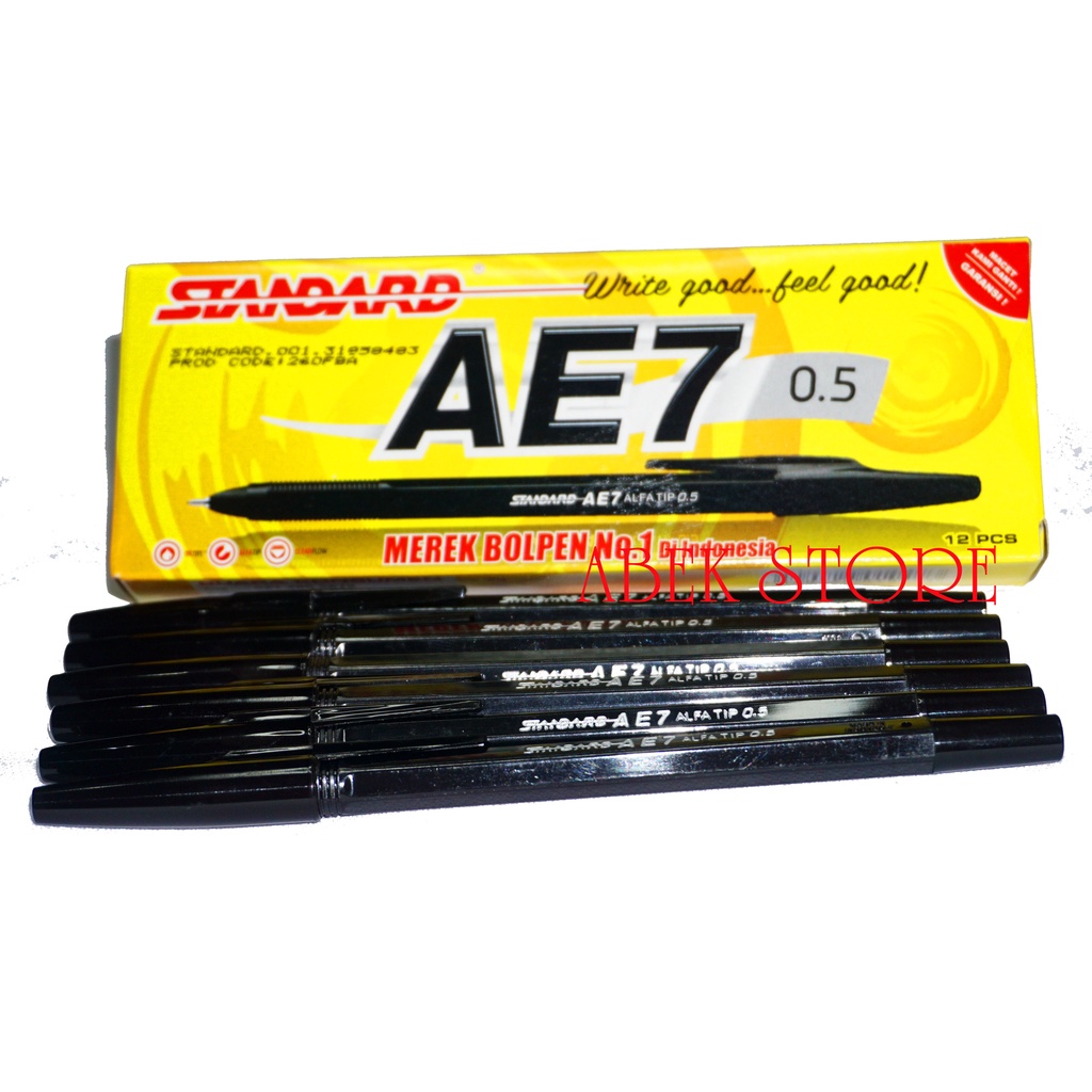 Jual Bolpen Pulpen Standard AE7 / AE-7 0.5 mm Tinta HITAM / Isi 12 pcs / Lusin | Shopee Indonesia