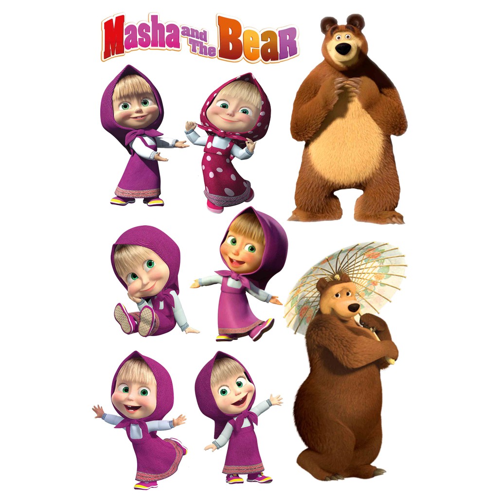Jual Sticker Dinding Graftac cutting MASHA and THE BEAR size 9 cm ...