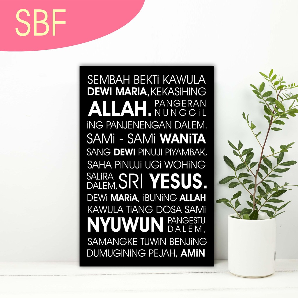 Jual walldecor doa salam maria bahasa jawa poster kayu salam maria ...