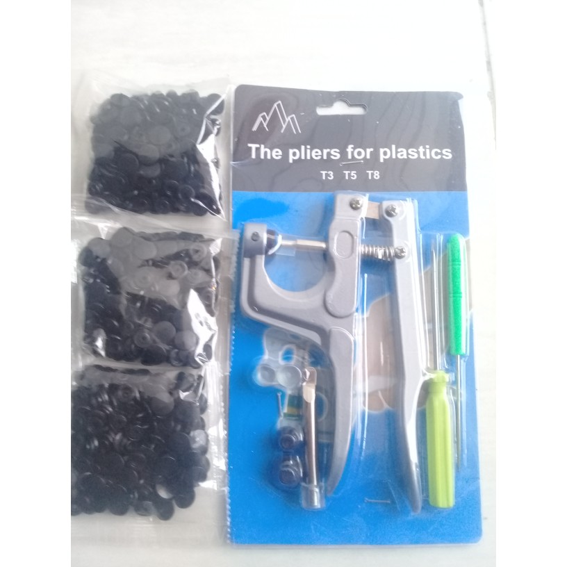 Jual alat pasang + 150 set kancing T3 kancing plastic snap button cetet ...