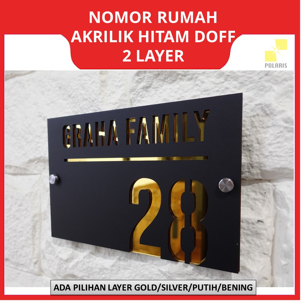Jual NOMOR RUMAH AKRILIK MODERN HITAM DOFF 2 LAYER - PAPAN NO RUMAH ...