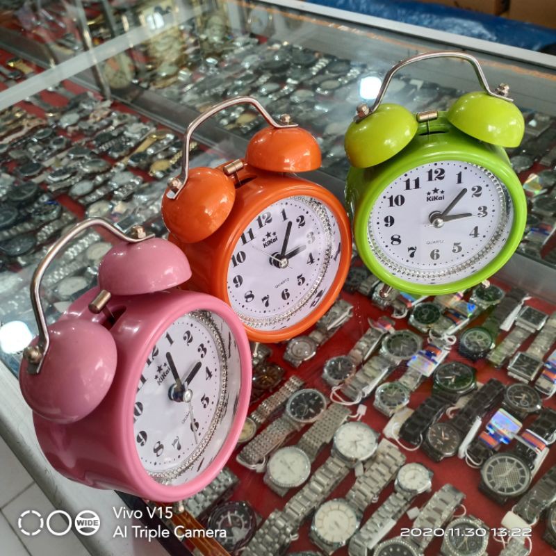 Jual Jam WEKER Merk Kikai Bunyi Kring Lonceng Besi Angka Besar Warna ...
