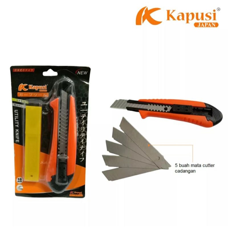 Jual Pisau Cutter Kapusi + 5pcs Refil Mata Pisau / Cutter Besar K-8745 ...