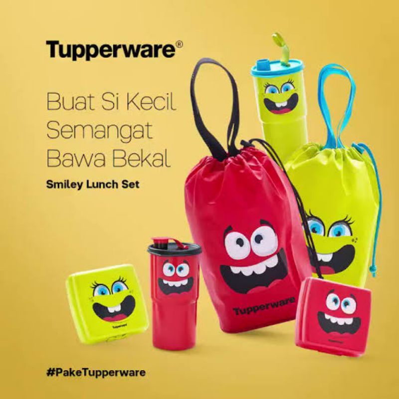 Jual Tupperware Smiley Lunch Set // Tas Bawa Bekal Anak Tempat Makan ...