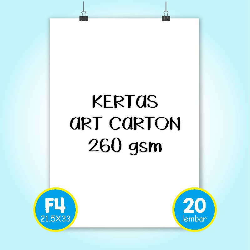 Jual Kertas Art Carton 260 gsm uk. F4 (Folio) (1 pak isi 20 lbr ...