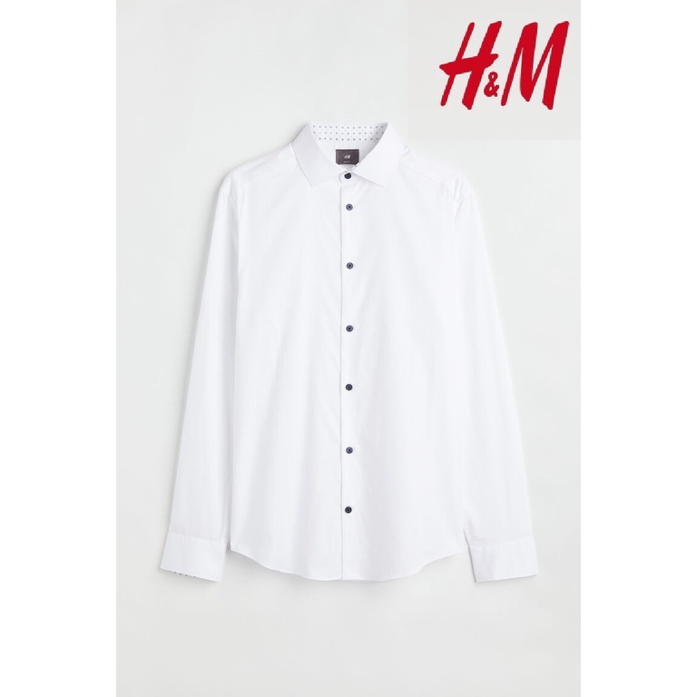 Jual HM Kemeja Putih Premium Cotton Slim Fit Pria White Formal Kantor ...