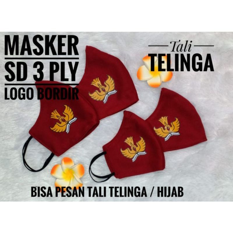 Jual Masker Anak SD Merah Duckbill Premium Logo Sablon dan Bordir Murah ...