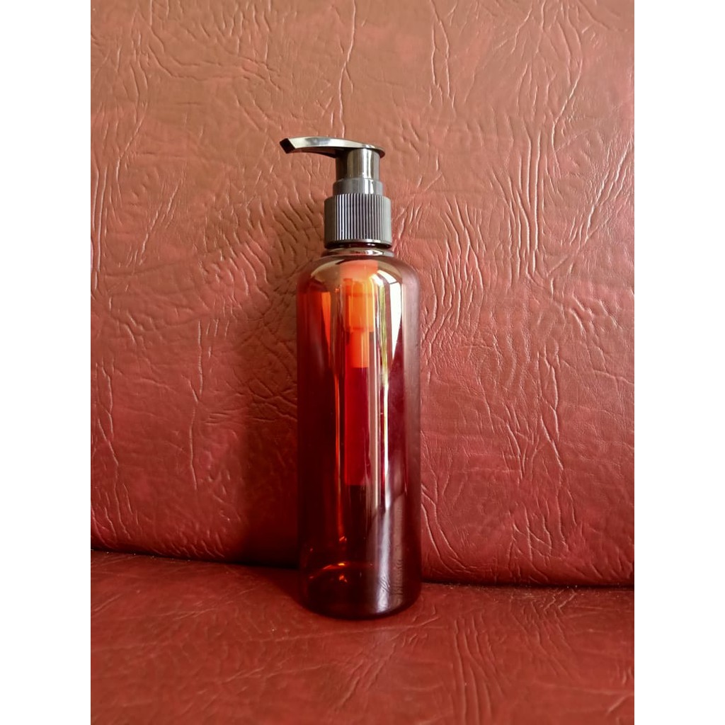 Jual Botol Amber Coklat 250ml dengan Pump Ulir HItam Neck 24 | Shopee Indonesia