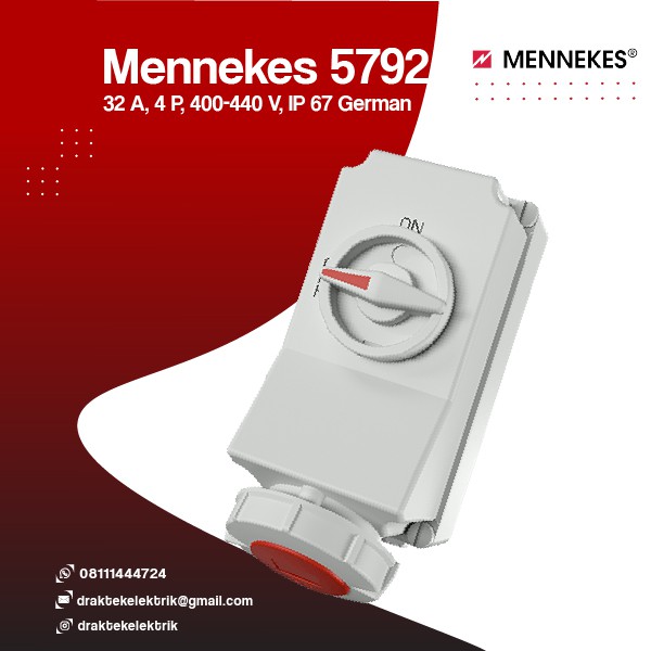 Jual Mennekes 5792A | Wall mounted IP 67, 32 A, 4 P, 400-440 V, German ...
