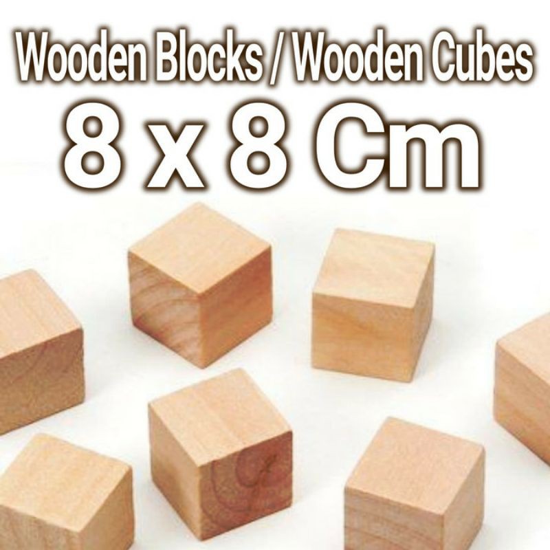 Jual Wooden Blocks 8x8cm wood cubes balok kayu kubus bahan craft ...