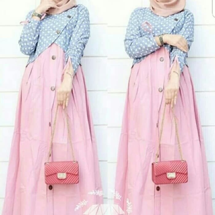 Jual Gaun / dress wanita / cewe VGM- Maxy Cempaka Polka ( 2 WARNA ...