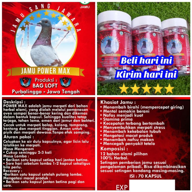 Jual JAMU MERPATI POWER MAX/RACING PIGEON HERBS | Shopee Indonesia