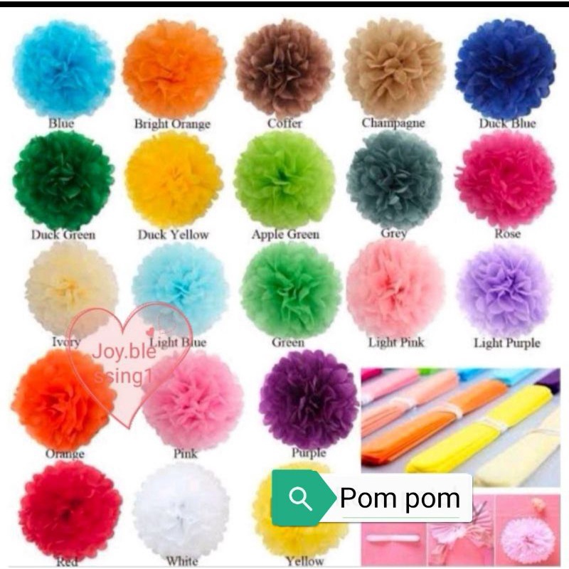 Jual POM POM KERTAS 20 cm 25 cm 30 cm 40 cm/pom pom merah putih ...
